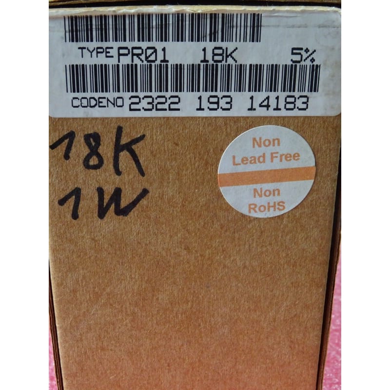 100 RESISTANCES 1W 18K 5% PR01 couche métallique EN BANDE